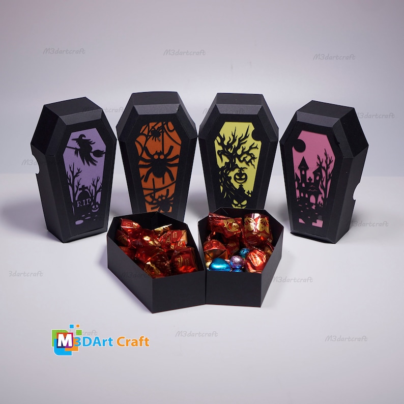 Pack 4 Coffin Box SVG Silhouette Studio Templates Creating - Etsy