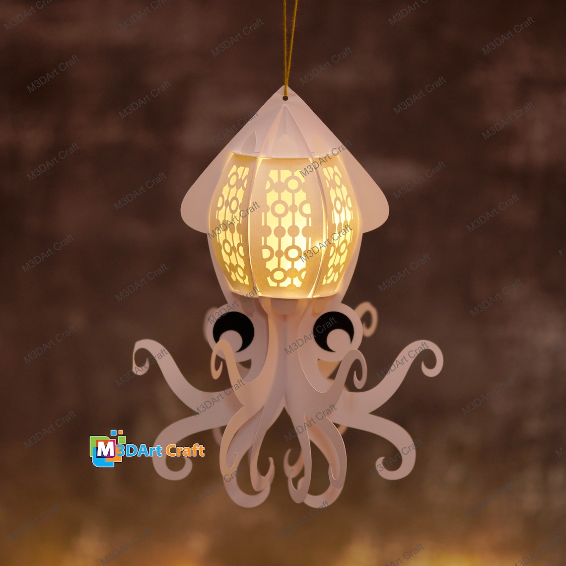 Set 3 Squid Lantern PDF, SVG, Silhouette Studio Templates - Ocean ...