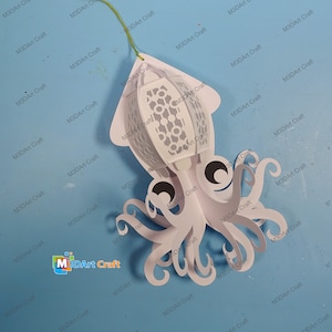 Set 3 Squid Lantern PDF, SVG, Silhouette Studio Templates - Ocean ...