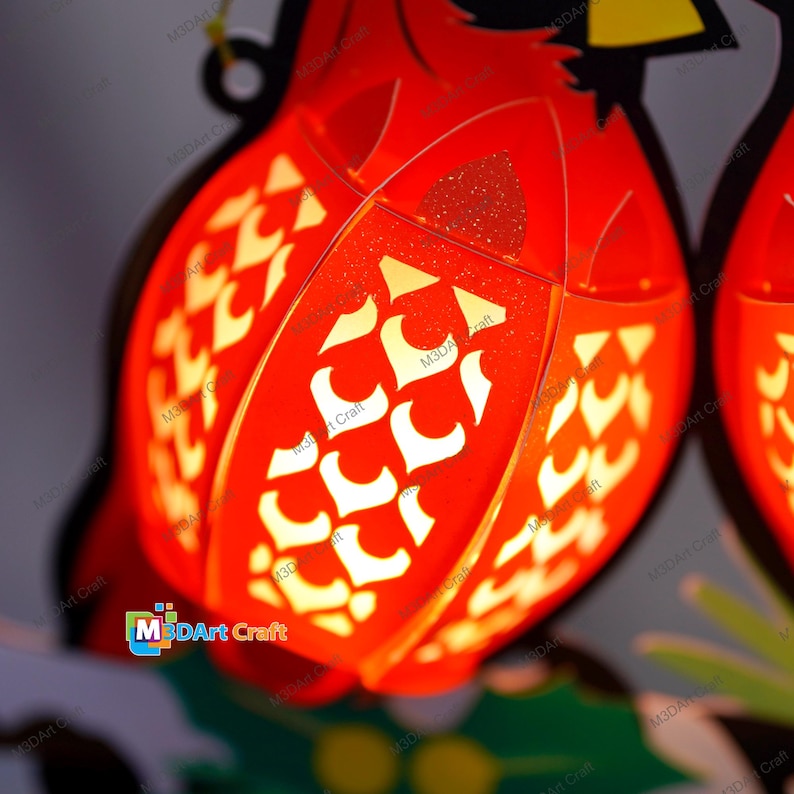 Couple Cardinal Bird Lantern PDF, SVG, Studio Templates - DIY Cardinal ...
