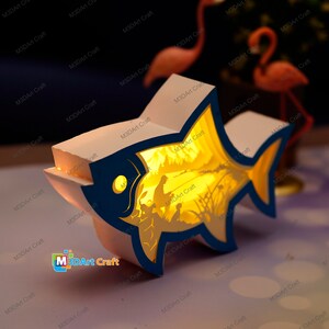 Fishing SVG Cut Files - Fish Lantern Shadow Box Pdf, Svg Light Box for ...
