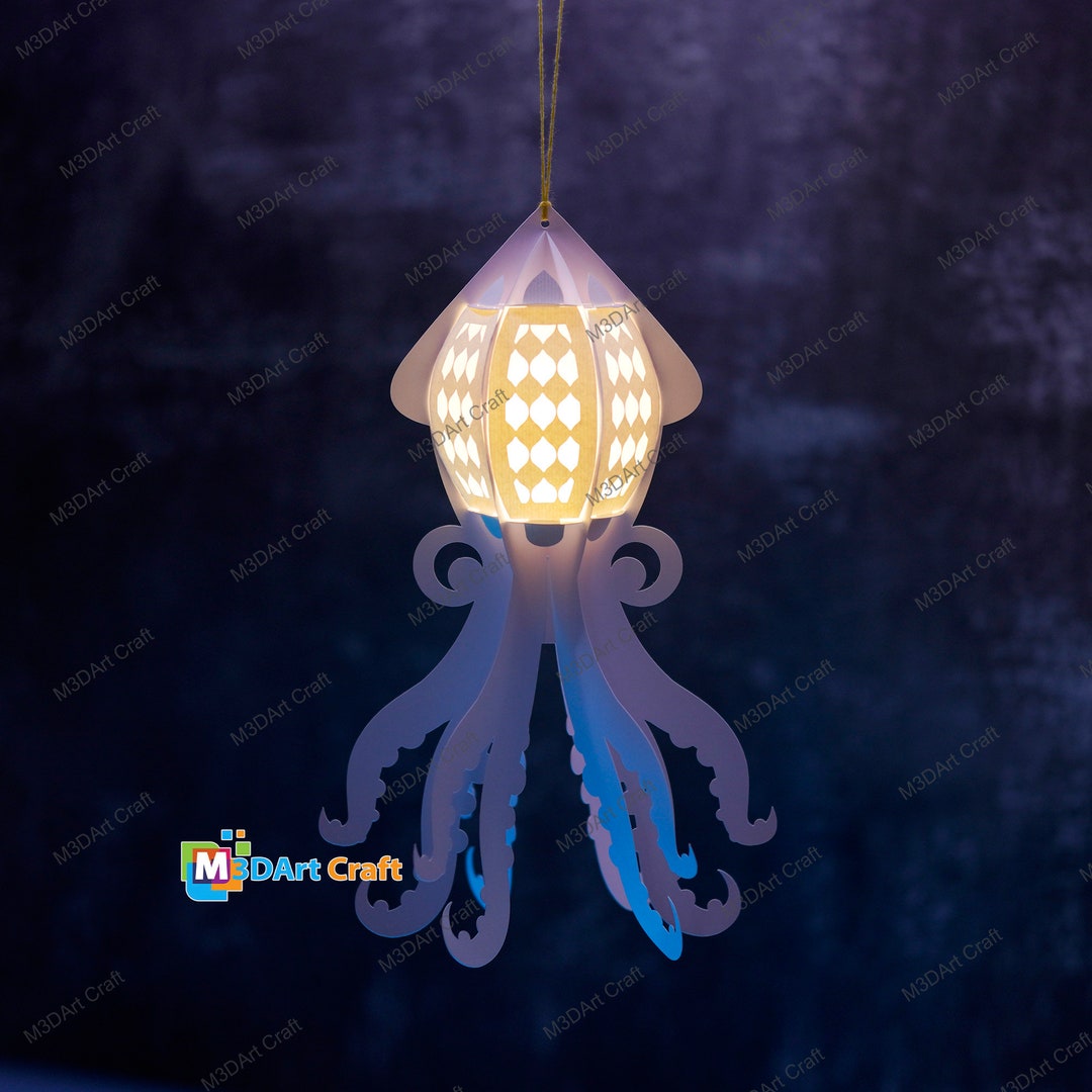 Squid Lantern PDF, SVG, Silhouette Studio Templates Ocean Lantern Paper ...