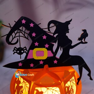 Witch Pumpkin Lantern PDF, SVG Templates for Cricut Project - Paper ...