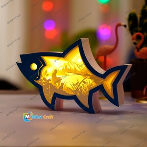 Fishing SVG Cut Files - Fish Lantern Shadow Box Pdf, Svg Light Box for ...
