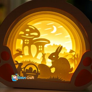 Rabbit Family in Bunny Lanterns Shadowbox, Easter Lightbox PDF, SVG for ...