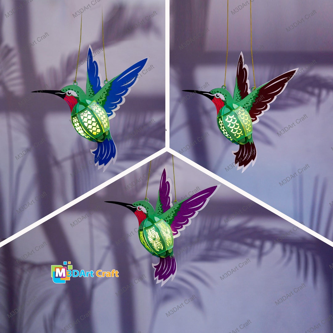 Set 3 Hummingbird Lanterns PDF, SVG Templates for Cricut Project ...