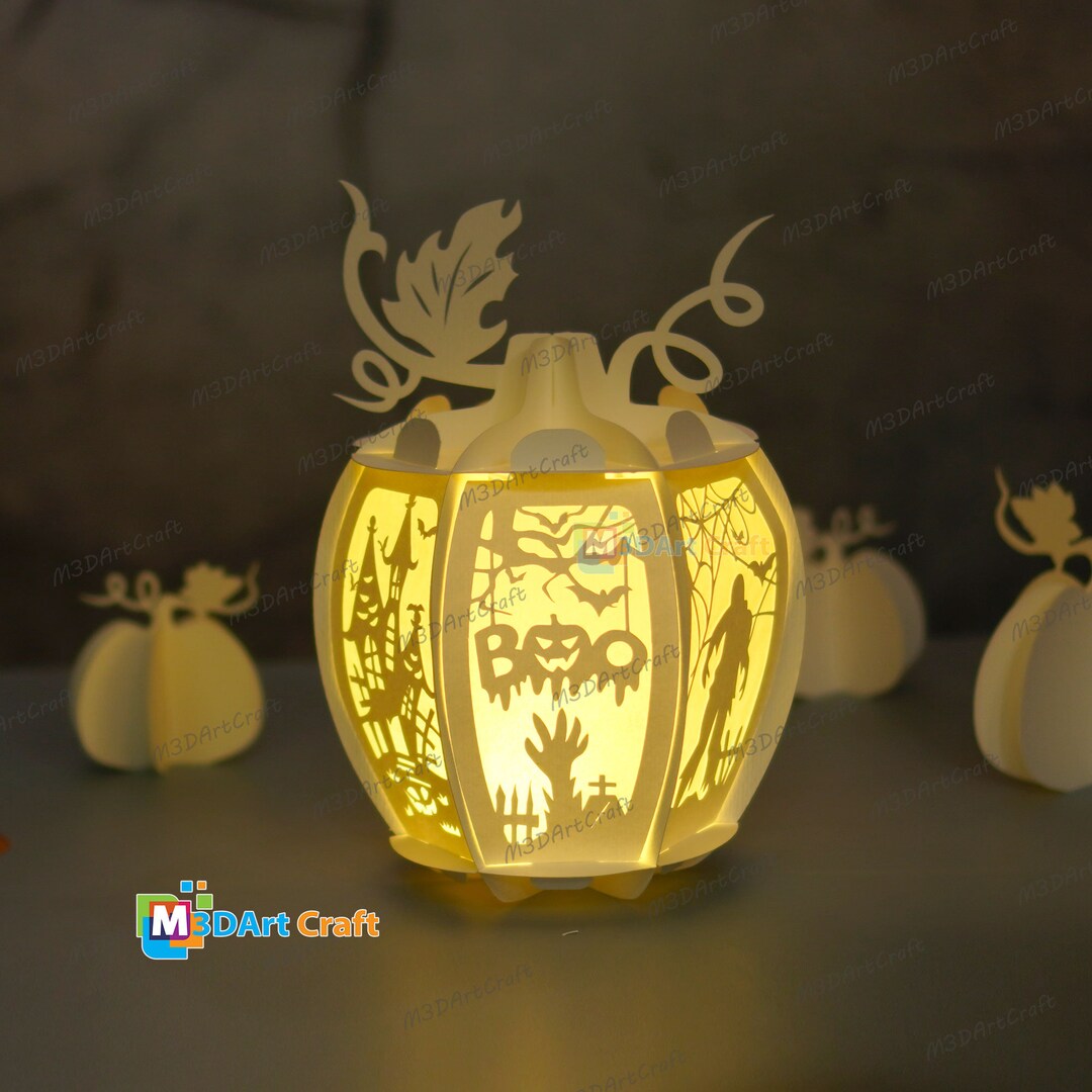 Pumpkin Lanterns With Zombie Scene - Pumpkin Lantern SVG for Cricut ...