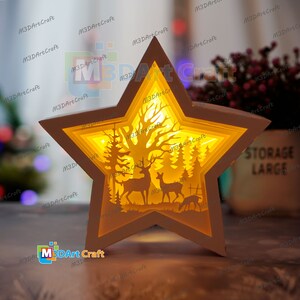 Pack 5 Christmas Star Lantern Shadow Box SVG for Cricut Proroject ...