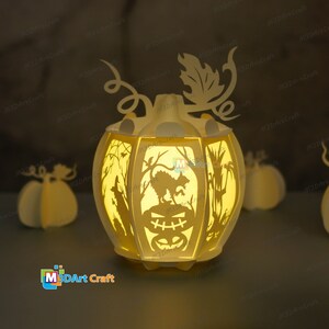 Witch in Pumpkin Lanterns Shadow Box SVG for Cricut Projects Diy ...