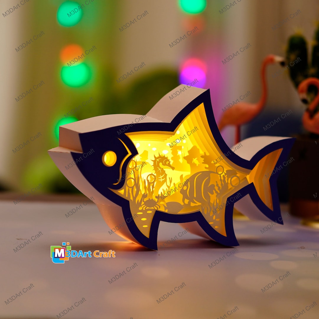 Ocean SVG Cut Files - Fish Lantern Shadow Box Pdf, Svg Light Box for ...