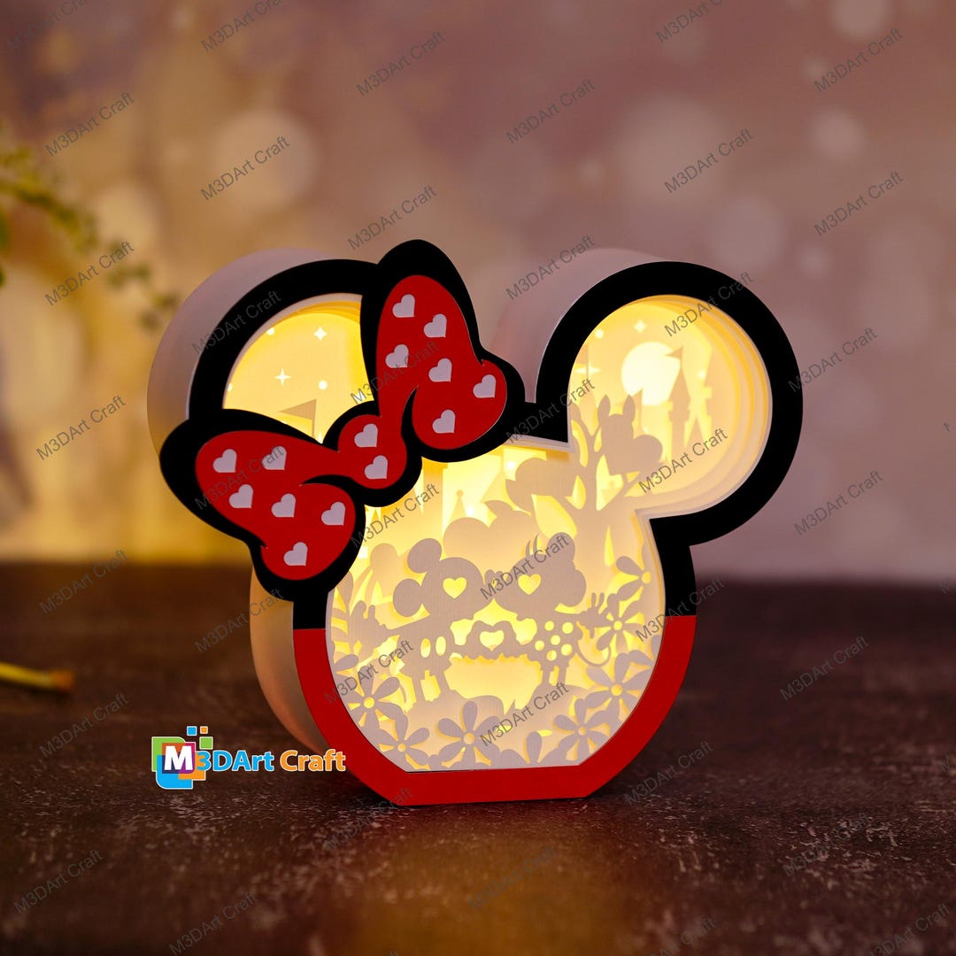 Kiss Mickey Shadow Box, Lightbox SVG for Cricut Projects Diy Valentines ...