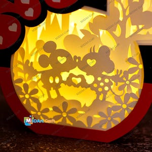 Kiss Mickey Shadow Box, Lightbox SVG for Cricut Projects Diy Valentines ...