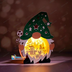 Pack 3 Christmas Gnome Lantern Shadow Box SVG Light Box for Cricut ...