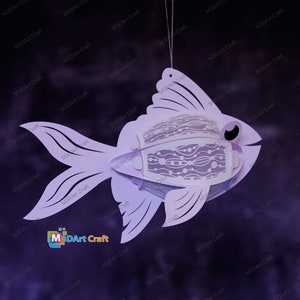 Set 3 Fish Lantern PDF, SVG, Silhouette Studio Templates - Ocean ...