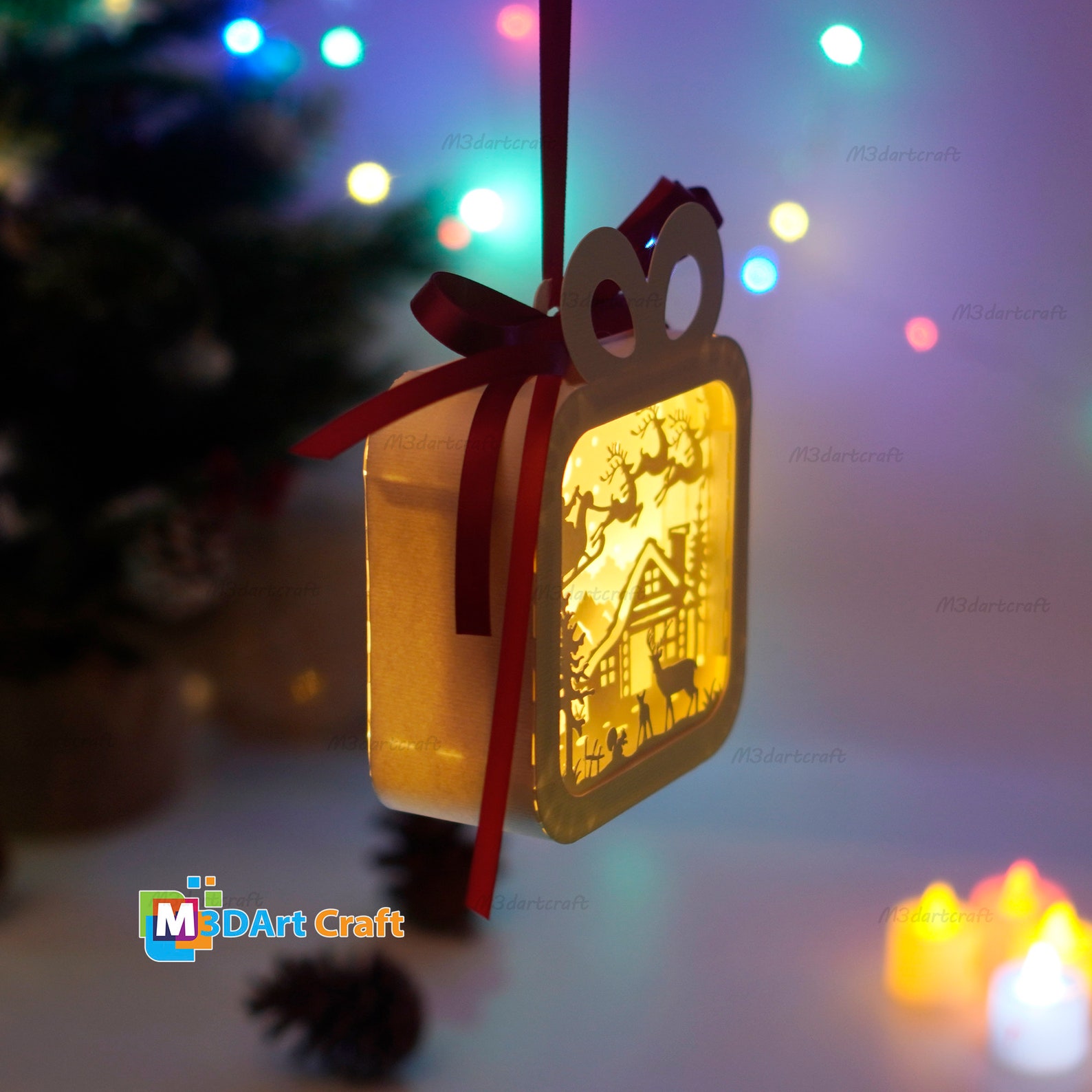 Pack 4 Paper Lantern Gift Box SVG Template for Cricut Projects - Etsy