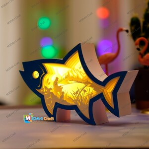 Fishing SVG Cut Files - Fish Lantern Shadow Box Pdf, Svg Light Box for ...