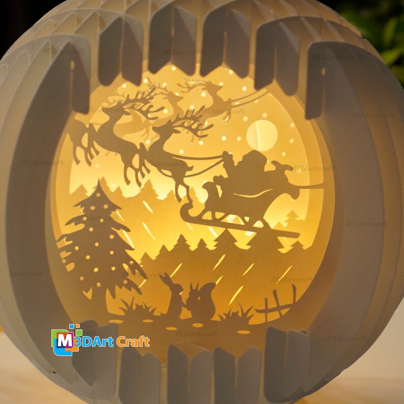 Santa Claus Reindeer Ride in Sphere Pop Up, Silhouette Studio, SVG ...