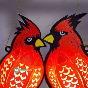 Couple Cardinal Bird Lantern PDF, SVG, Studio Templates - DIY Cardinal ...