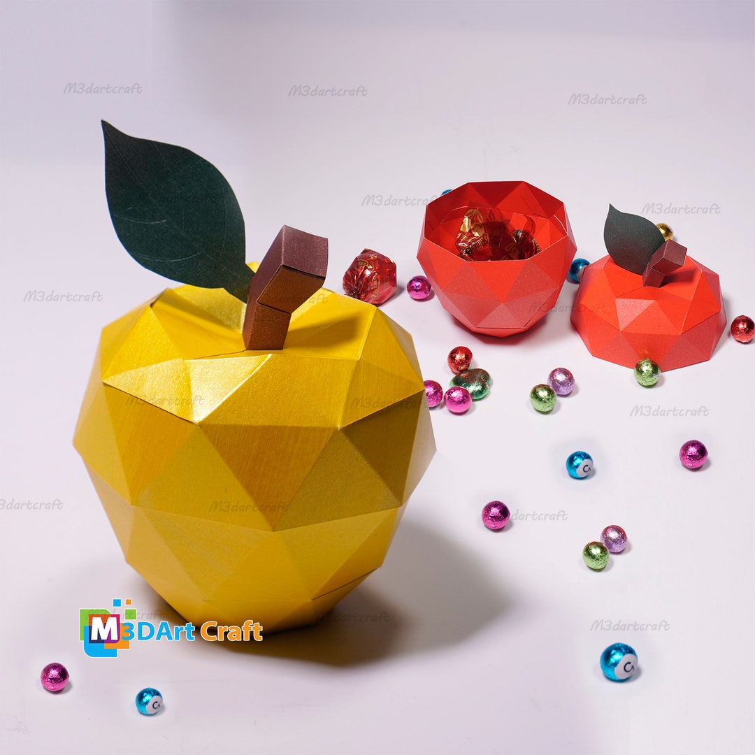 Apple Gift Box Papercraft PDF Printer, SVG for Cricut Projects and ...