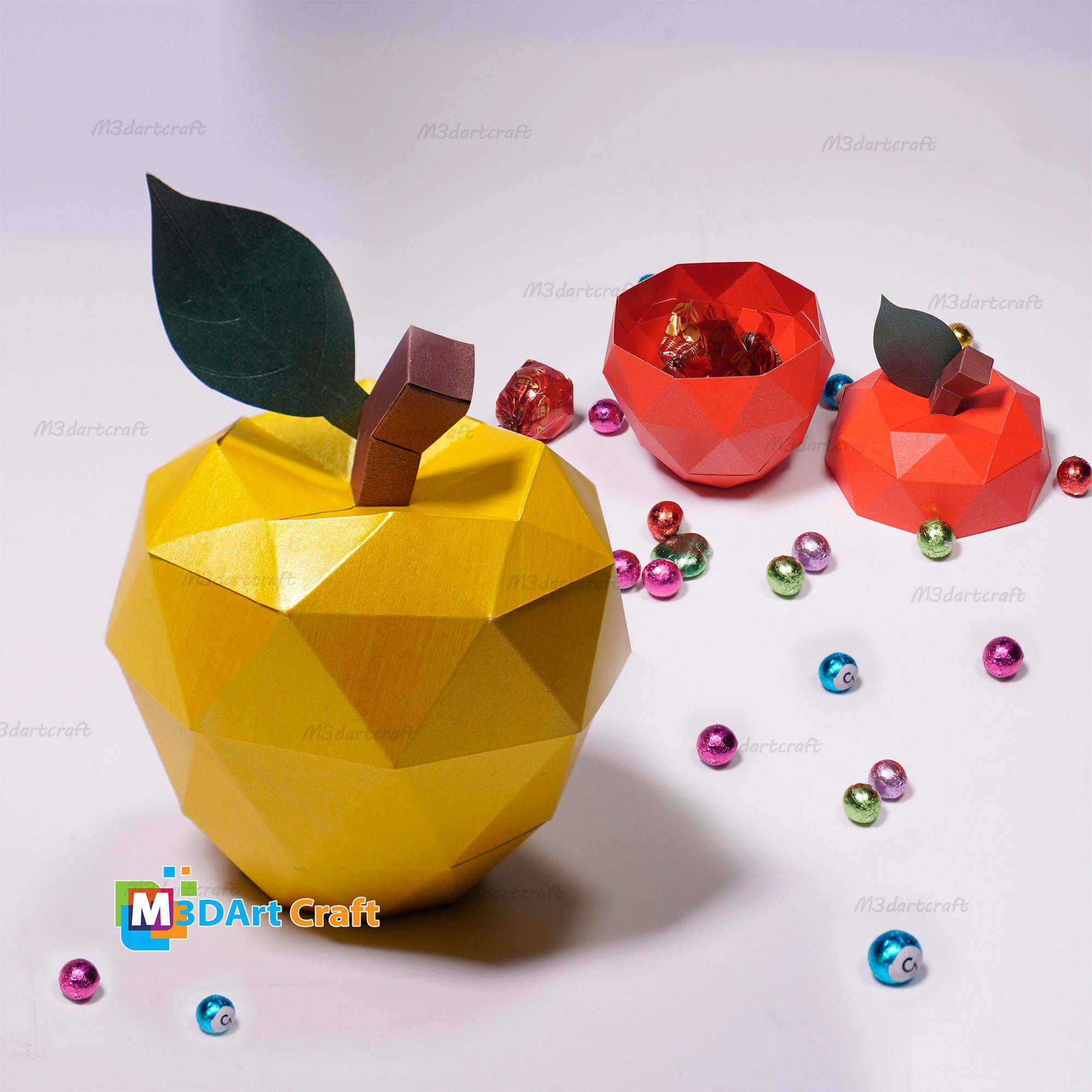 Apple Gift Box Papercraft PDF Printer SVG for Cricut Projects - Etsy ...