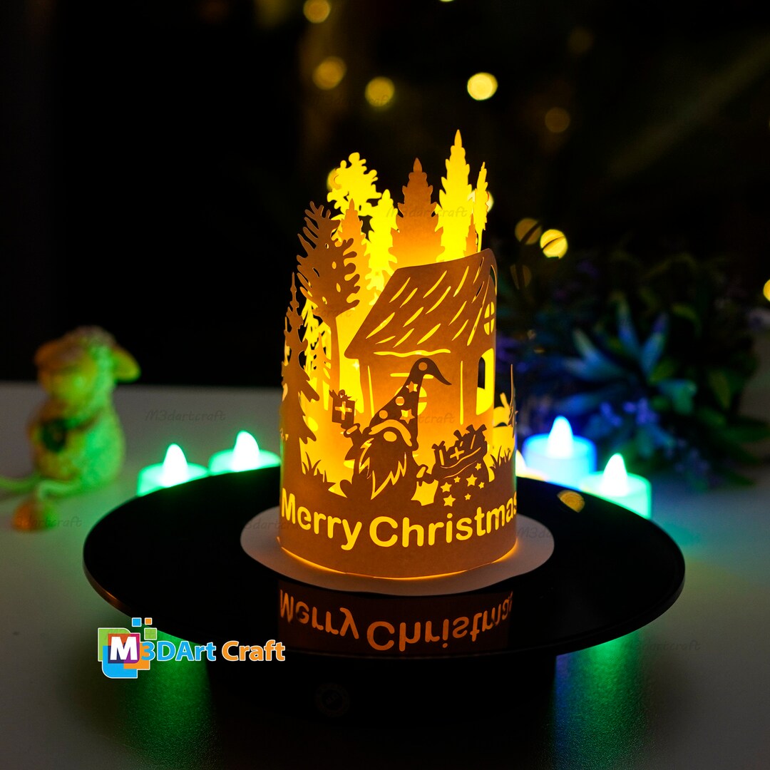 Gnome Christmas Paper Lanterns - Paper Cutting Template - DIY Paper Cut ...