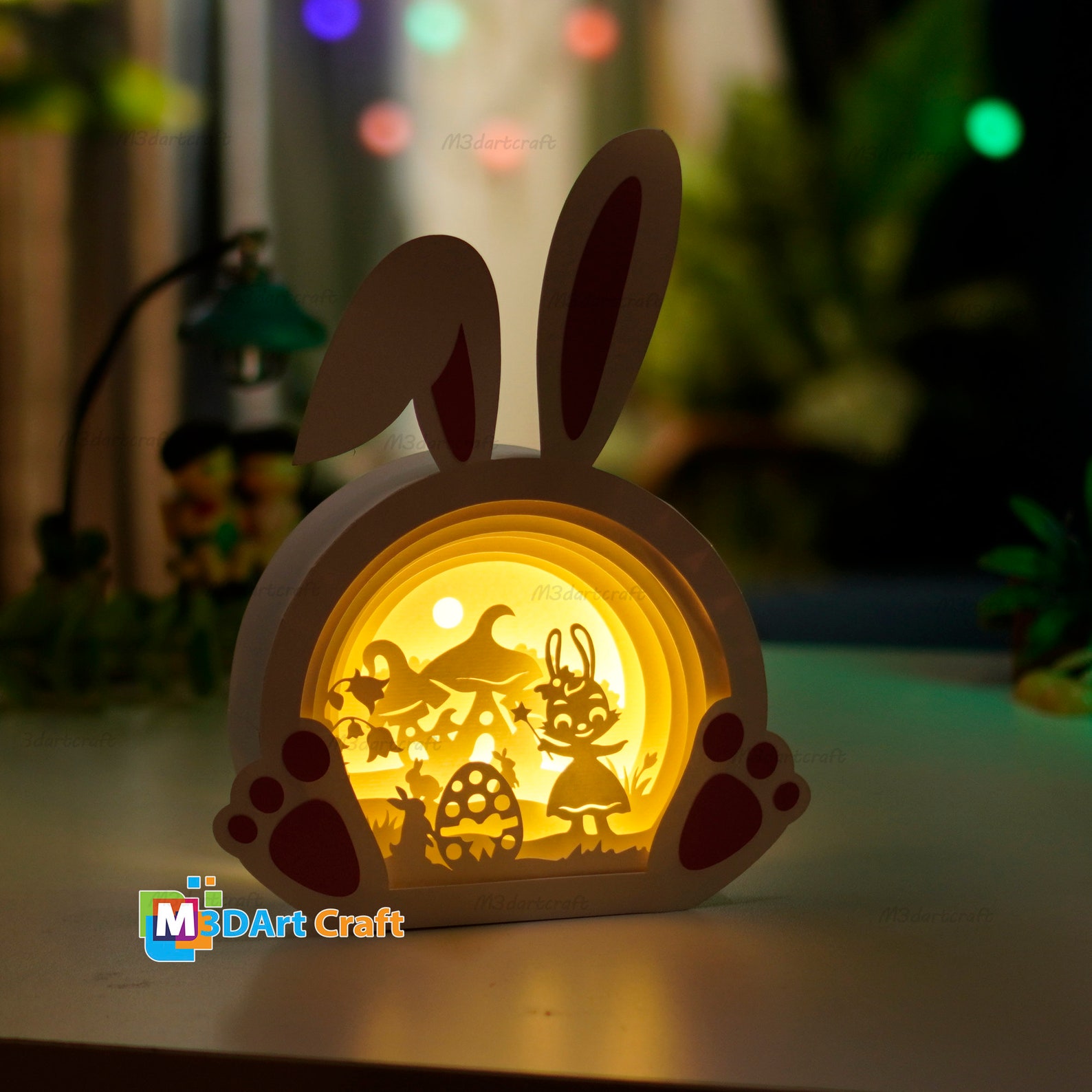 Fairy Bunny Lanterns Shadowbox Easter Lightbox PDF SVG for - Etsy