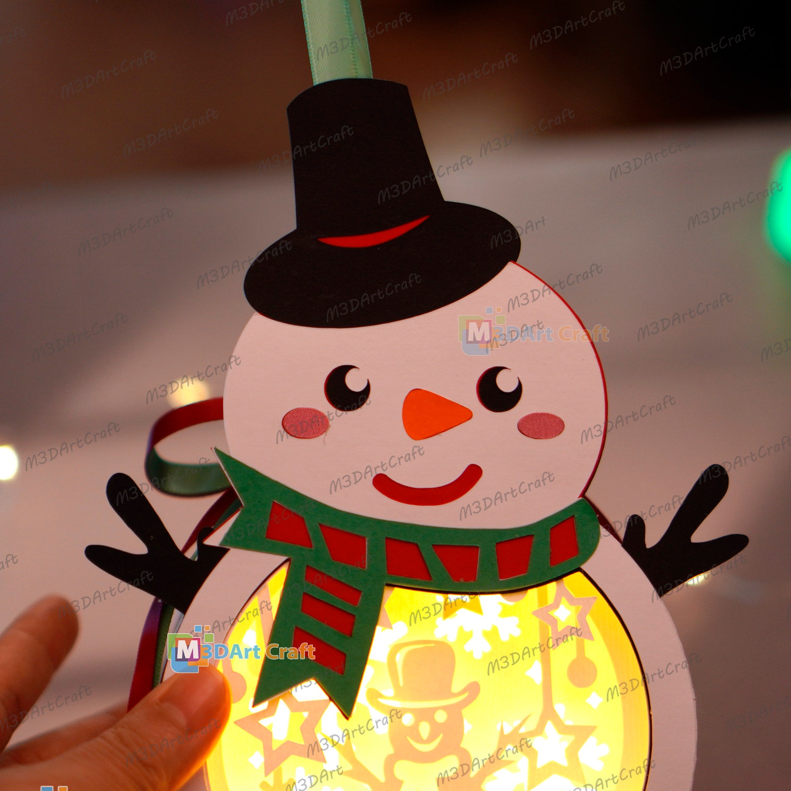 Snowman Lantern Hanging SVG Template - Snowman Shadow Box - Christmas ...