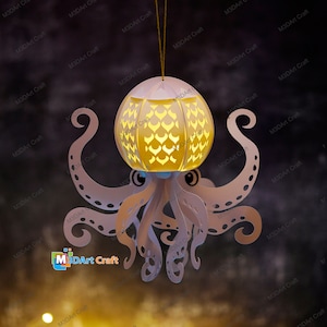 Octopus Lantern PDF, SVG, Studio Templates - DIY Octopus Paper Lantern ...