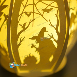 Witch in Pumpkin Lanterns Shadow Box SVG for Cricut Projects Diy ...