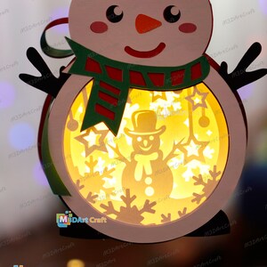 Snowman Lantern Hanging SVG Template - Snowman Shadow Box - Christmas ...