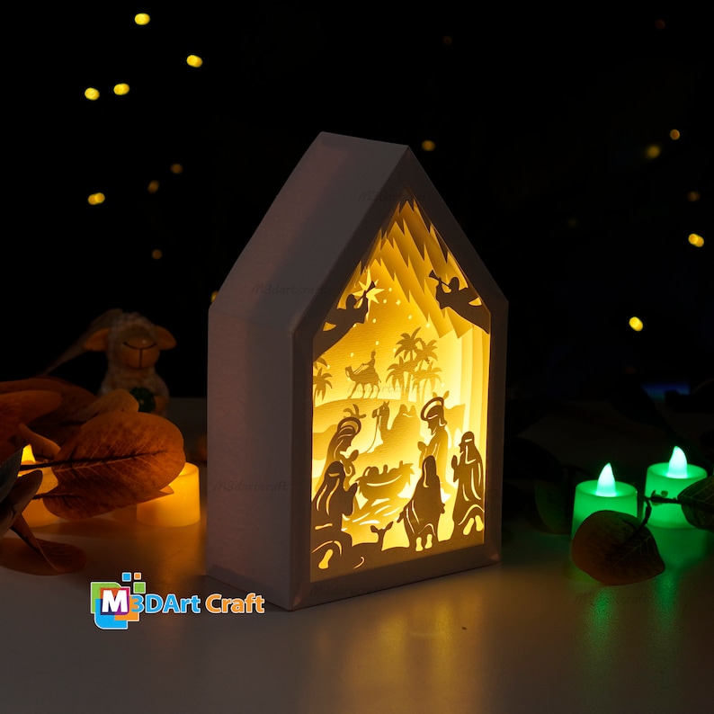 Nativity Scene Christmas Lanterns SVG Light Box 3D Christmas - Etsy