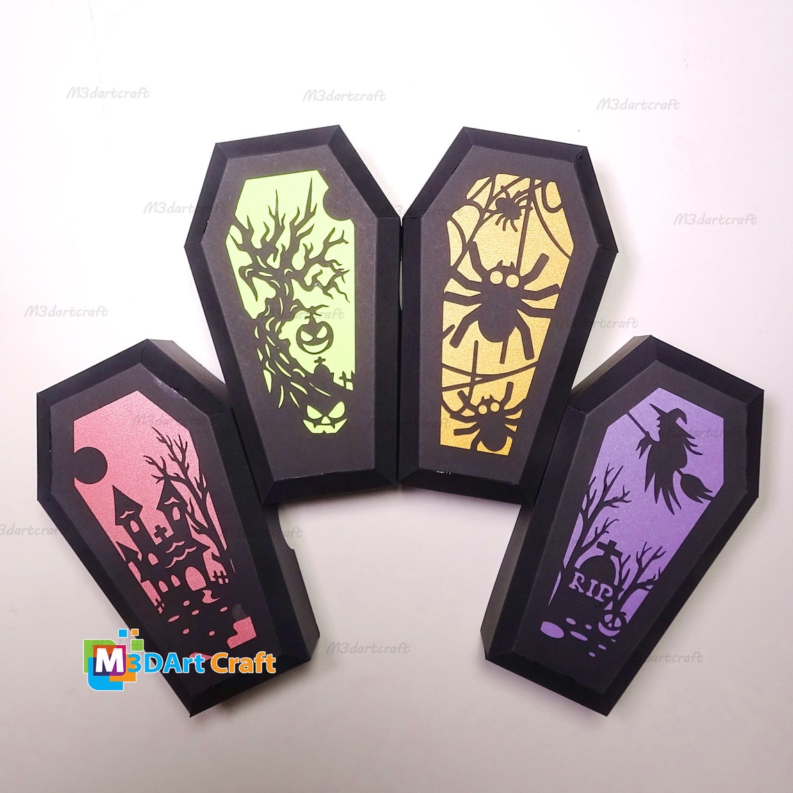 Pack 4 Coffin Box SVG Silhouette Studio Templates Creating - Etsy