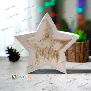 Pack 3 Christmas Star Lantern Shadow Box SVG for Cricut Proroject ...