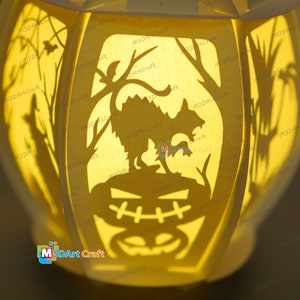 Witch in Pumpkin Lanterns Shadow Box SVG for Cricut Projects Diy ...