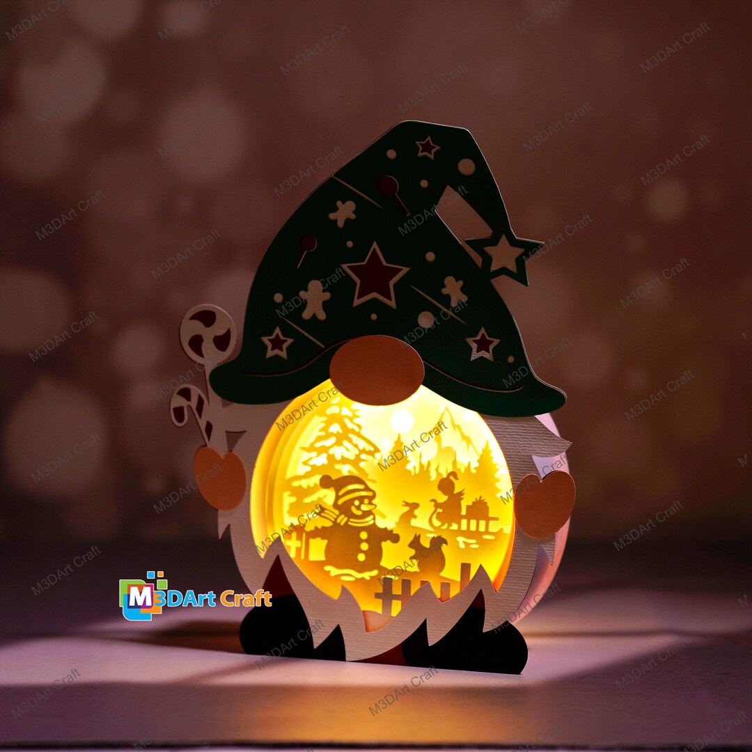 Snowman Scene in Gnome Lantern Shadow Box SVG Light Box for Cricut ...