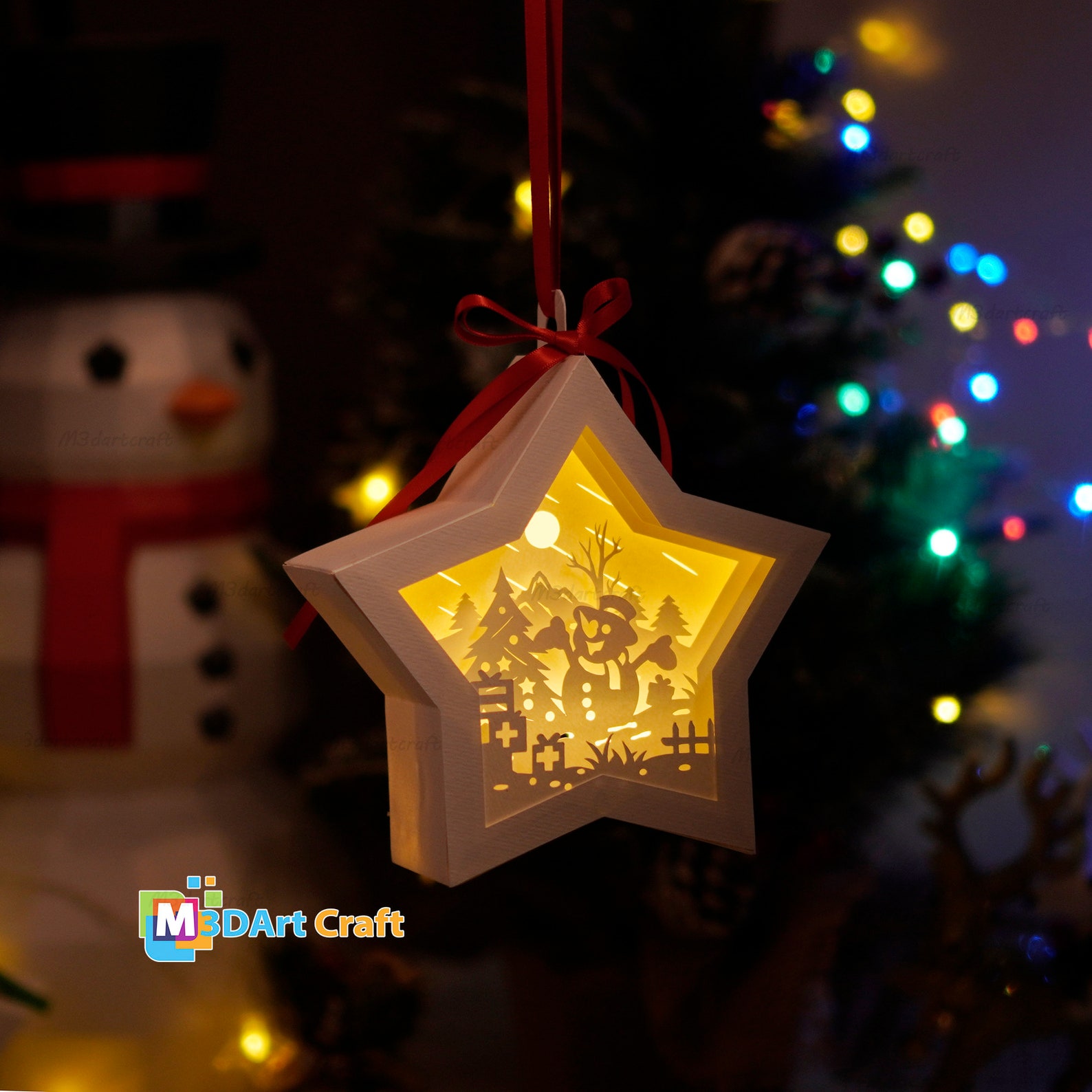 Pack 4 Merry Christmas Hanging Star Lantern Shadow Box SVG - Etsy