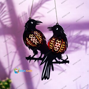 PDF, SVG Templates for Creating Crow Lantern - DIY Raven Lantern for ...