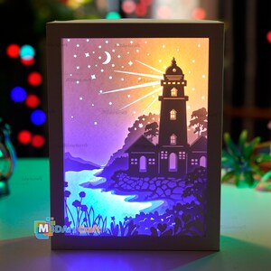 Lighthouse Shadow Box - Lighthouselightbox SVG for Cricut Projects, Paper Cut Shadow Box ...
