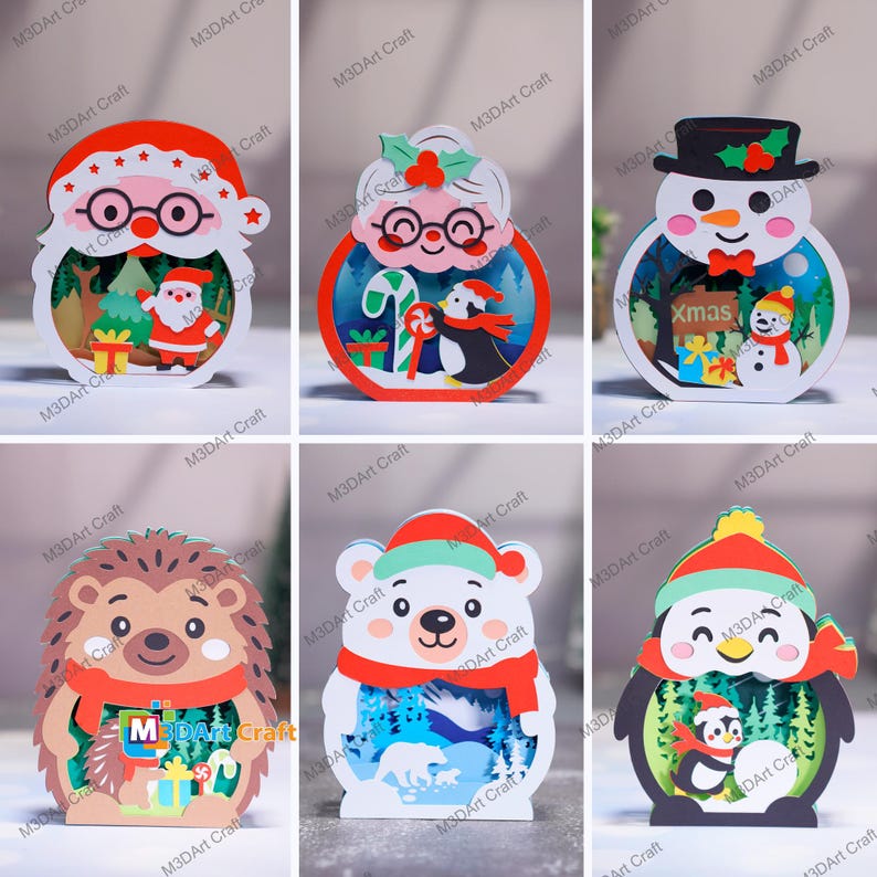 Pack 6 Christmas 3D Pop-up Card Templates – Santa, Mrs. Santa, Snowman ...
