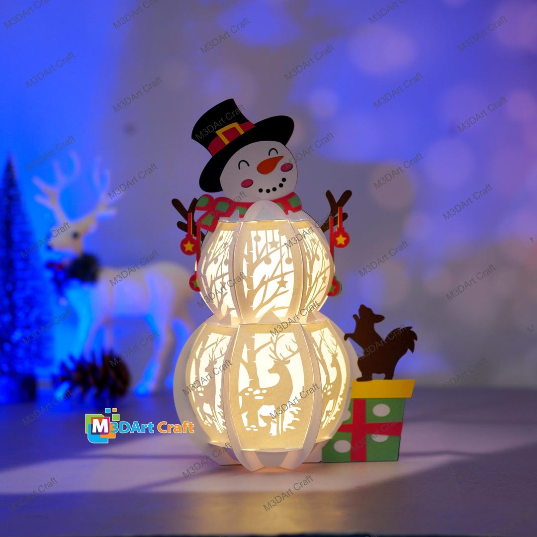 Snowman Lantern V3 PDF, Studio, SVG Templates - DIY Christmas Snowman ...