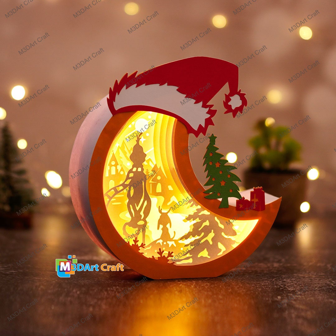 The Grinch Moon Lantern Shadow Box SVG for Cricut Proroject - Etsy Canada