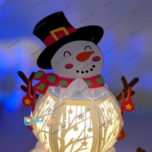 Snowman Lantern V3 PDF, Studio, SVG Templates - DIY Christmas Snowman ...