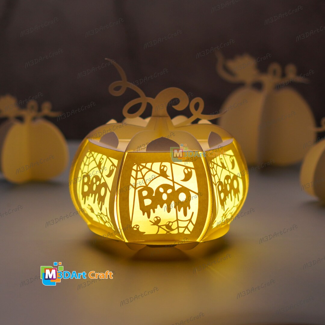 Boo Scene Pumpkin Lantern SVG for Cricut Joy Projects - Ghost Halloween ...