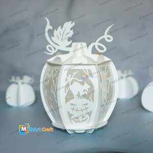 Witch in Pumpkin Lanterns Shadow Box SVG for Cricut Projects Diy ...