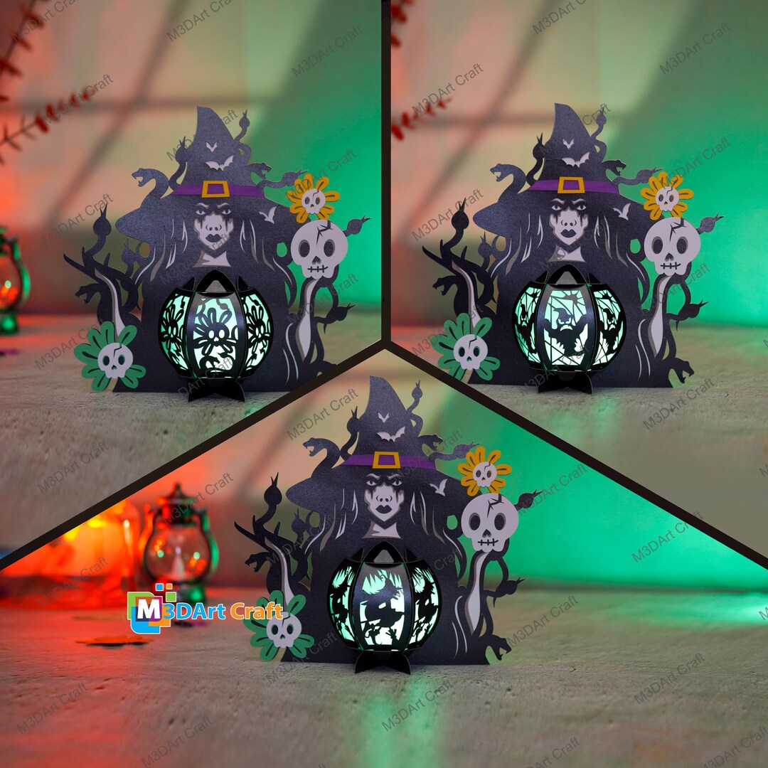 Set 3 Witch Lantern SVG Templates for Cricut Project, Scanncut, Cameo ...