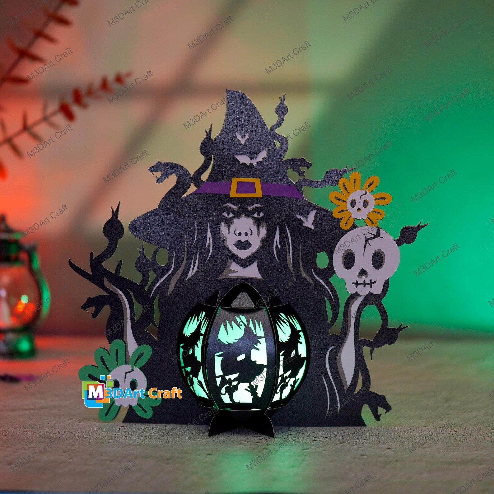 Witch Lantern SVG Templates for Cricut Project, Scanncut, Cameo - Paper ...