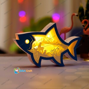 Fishing SVG Cut Files - Fish Lantern Shadow Box Pdf, Svg Light Box for ...