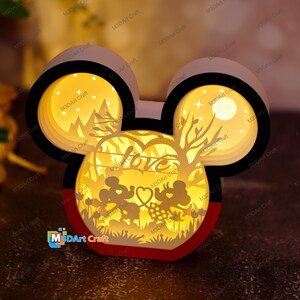 Set 2 Head Mickey Shadow Box, Lightbox SVG for Cricut Projects Diy ...