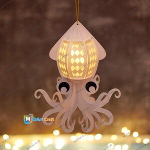 Set 3 Squid Lantern PDF, SVG, Silhouette Studio Templates - Ocean ...