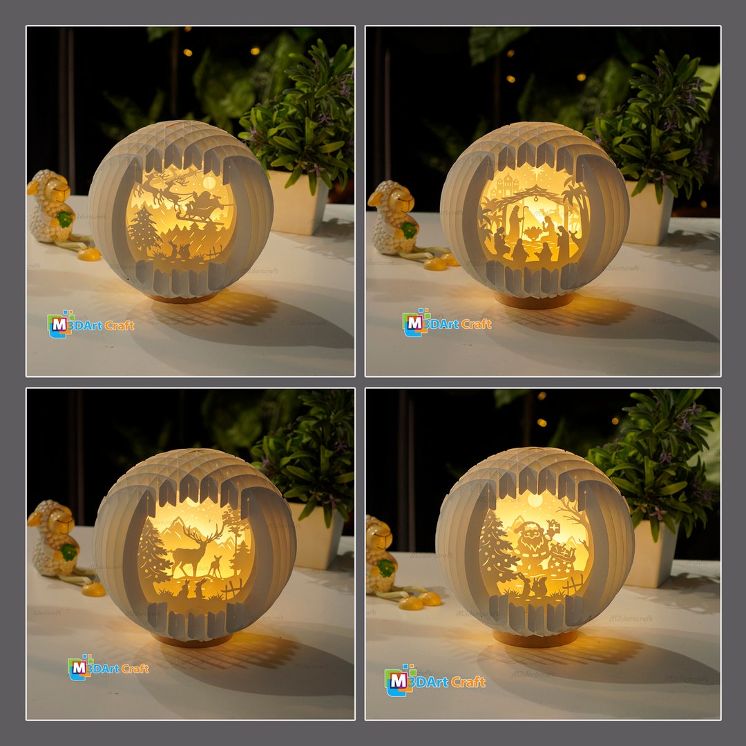 Pack 4 Merry Christmas Sphere Pop up SVG Templates for Cricut Projects ...